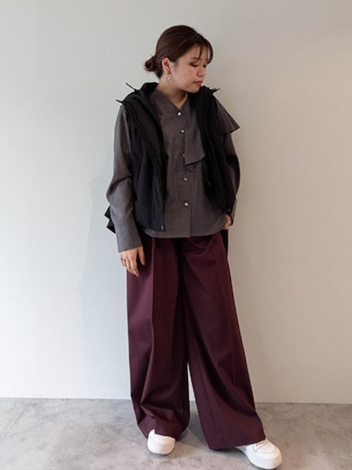 R-ISM ブラウス シャツ 「洗えるウール素材」アシンメトリーラッフル