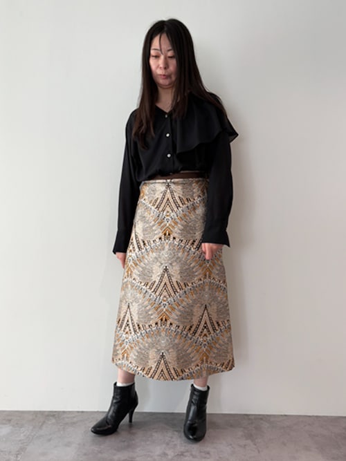 R-ISM ブラウス シャツ 「洗えるウール素材」アシンメトリーラッフル