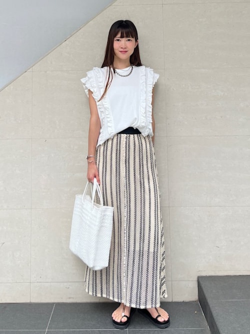 SHIPS（シップス） スカート 0 x ones：「手洗い可能」ストライプ
