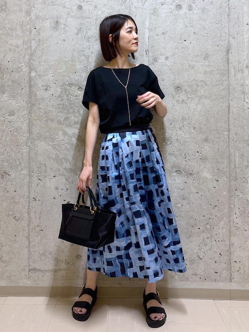 セール】スクエア ジオメトリックプリントスカート/イージーケア