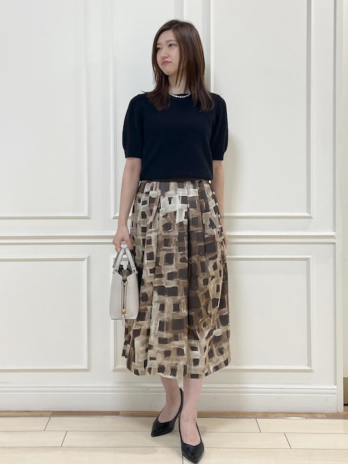セール】スクエア ジオメトリックプリントスカート/イージーケア