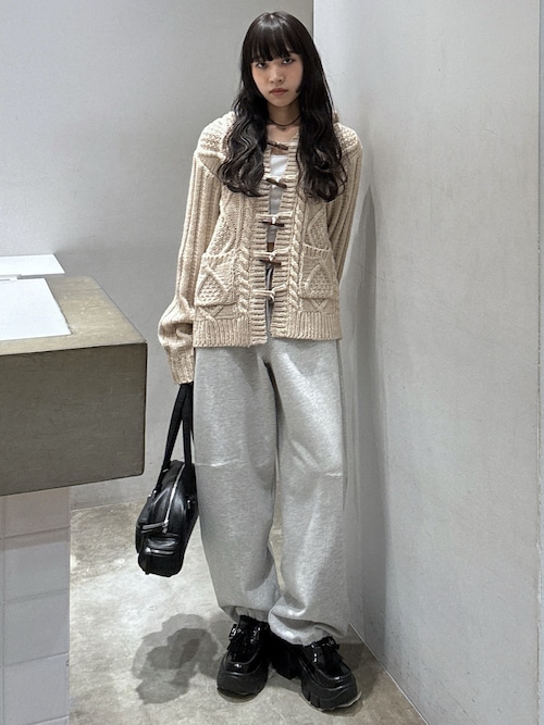 SLY（スライ） カーディガン TOGGLE BUTTON CABLE KNIT C/D トグル