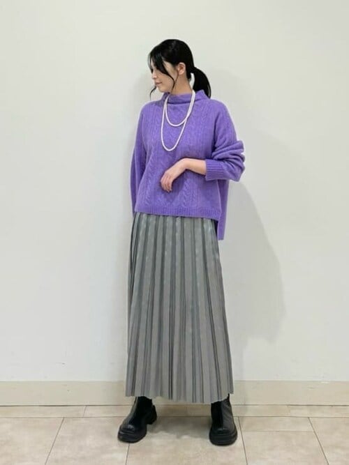 セール】エンボスチンツサテン コンビネーションボックスプリーツ