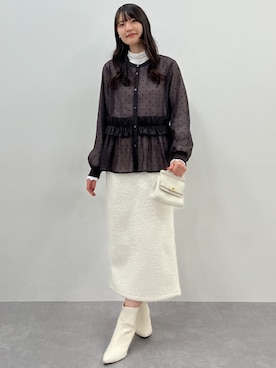 高身長 ギャザーリボンブラウス（トールサイズ）fifiean