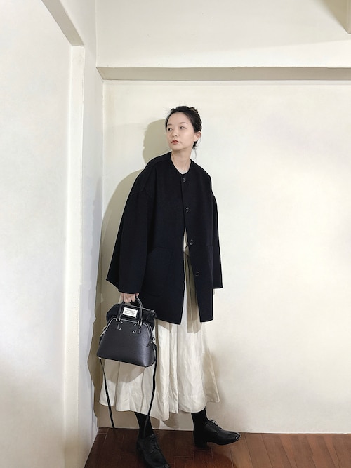 Royka*｜FRAMeWORKのノーカラーコートを使ったコーディネート - WEAR