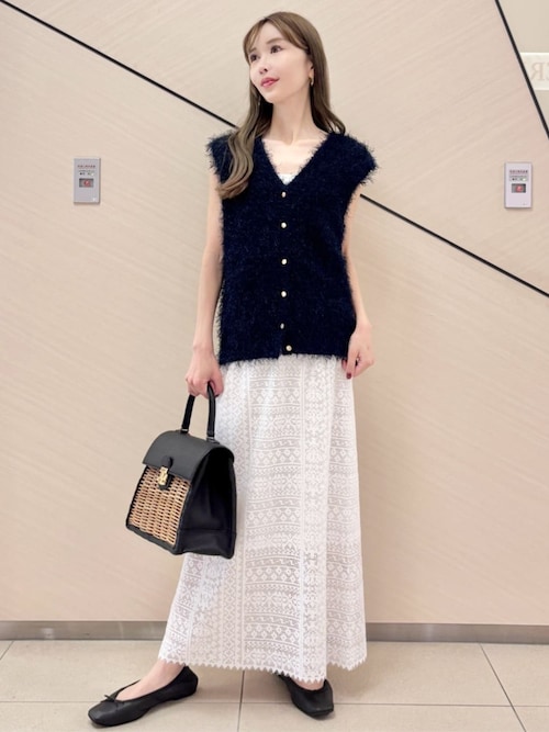 セール】【後ろウエストゴム】オーガニックコットンブレンドレース