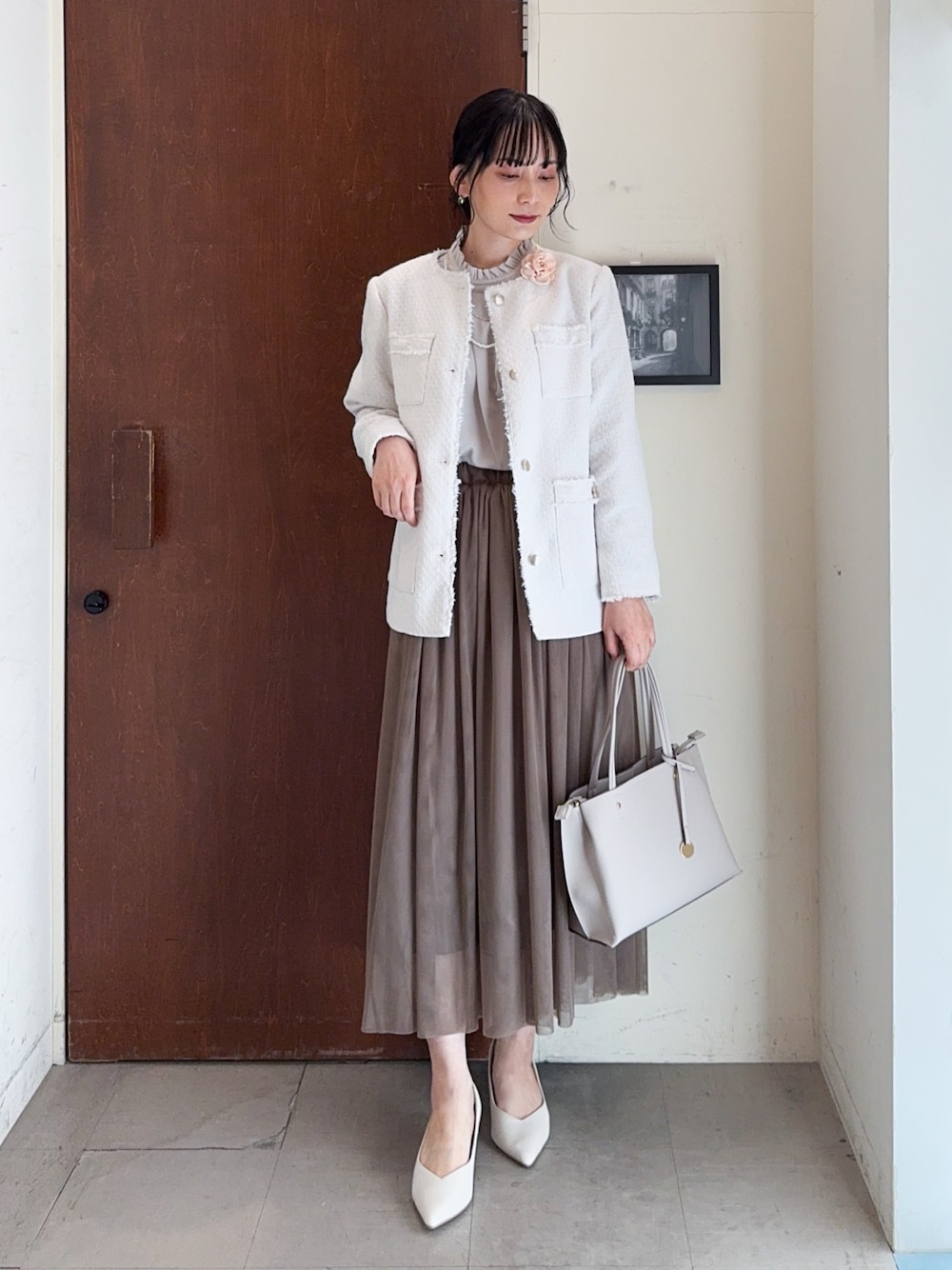 Hiromi(SHOO・LA・RUE)｜SHOO・LA・RUEのノーカラージャケットを使ったコーディネート - WEAR