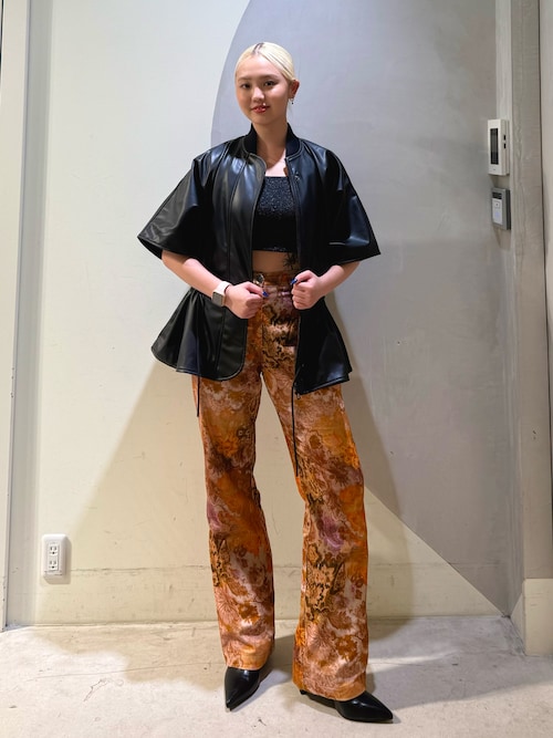 セール】ペイズリープリントコーデュロイパンツ オレンジ レトロ