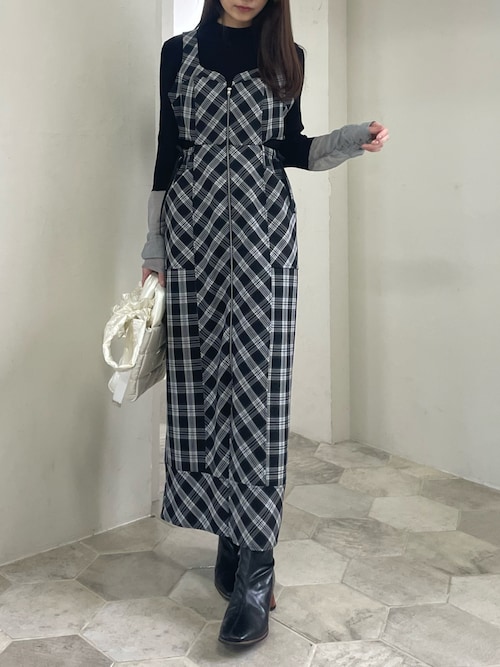 セール】フロントジップサイドリボンジャンスカ（ジャンパースカート