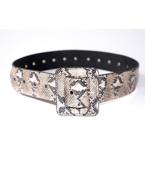 A.D.G（エーディージー）の「Square Buckle Python Belt (beige)（ベルト）」 - WEAR
