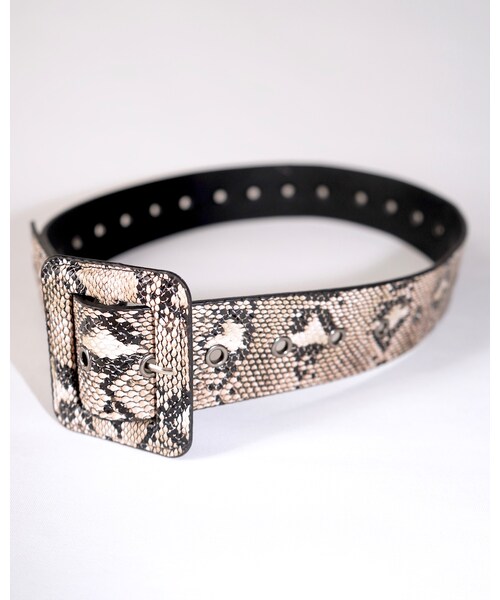 A.D.G（エーディージー）の「Square Buckle Python Belt (beige)（ベルト）」 - WEAR
