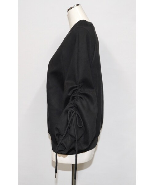 A.D.G（エーディージー）の「Ribbon Strings Sleeve Big Sweat PO (black)（Tシャツ/カットソー ...