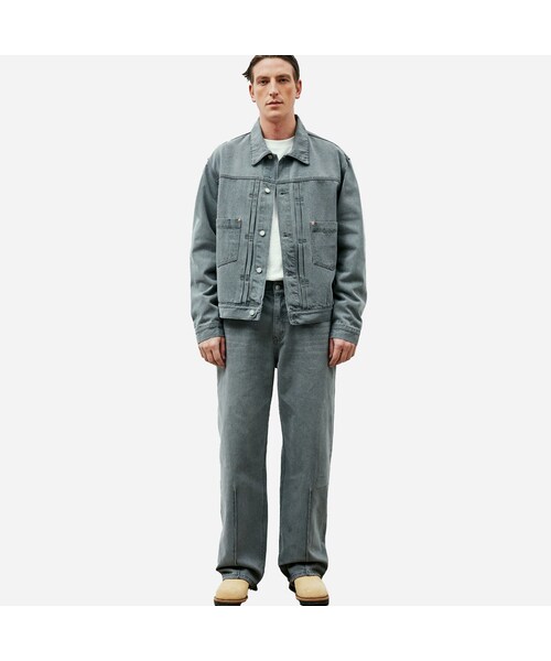 UNIFORM BRIDGE（ユニフォームブリッジ）の「PIN TUCK LOOSE FIT JEANS - GREY WASHED ...