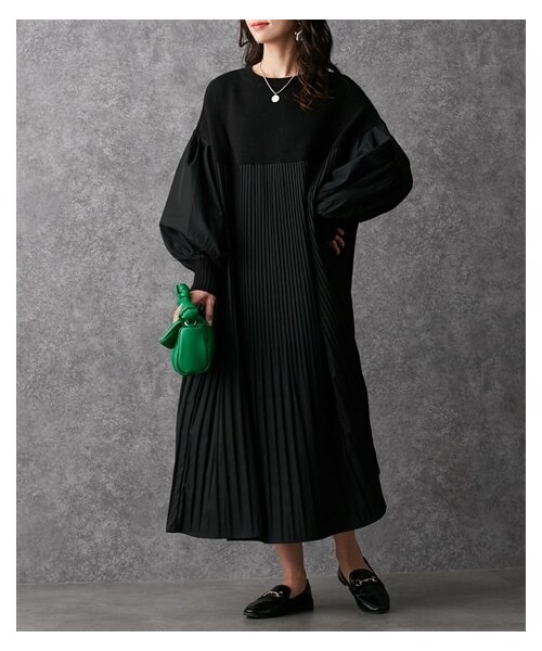 nissen（ニッセン）の「異素材切替デザイン袖タックワンピース[Soiunique]（ワンピース）」 - WEAR