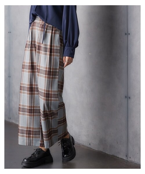 nissen（ニッセン）の「大きめチェック柄ワイドパンツ[Soiunique]（）」 - WEAR