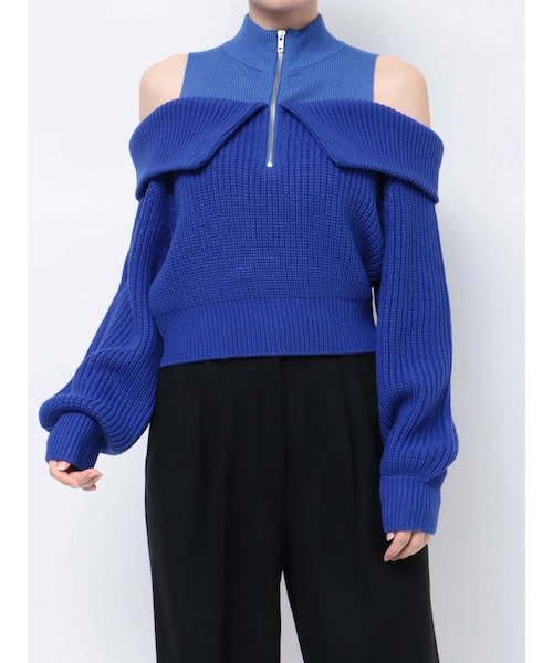 MURUA（ムルーア）の「ショルダーオープンハーフZIPニット（ニット/セーター）」 - WEAR