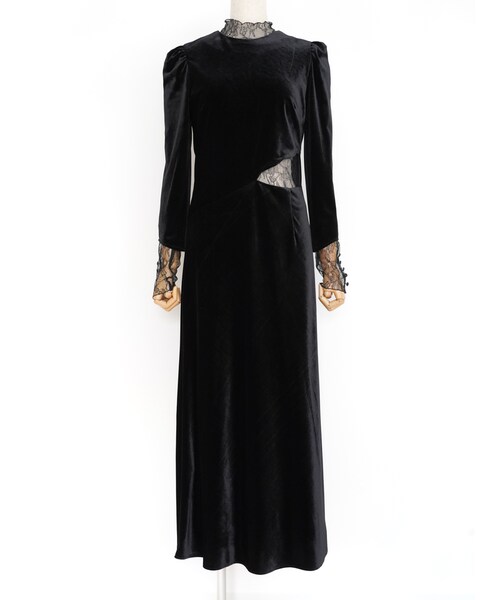 AMERI（アメリ）の「Ameri VINTAGE（アメリ ヴィンテージ）UND VELOUR HOLE LACE DRESS（ブラック/M）（ドレス）」 - WEAR