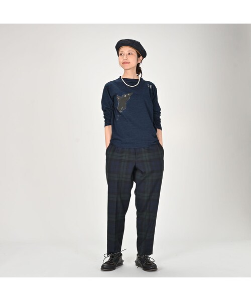 45R（フォーティファイブアール）の「ペーペーくんベタッチプリントの908Tシャツ（インディゴ 濃）（）」 - WEAR