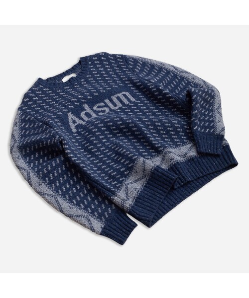 Adsum（アドサム）の「LOGO KNIT CREWNECK SWEATER - NAVY/GREY（）」 - WEAR