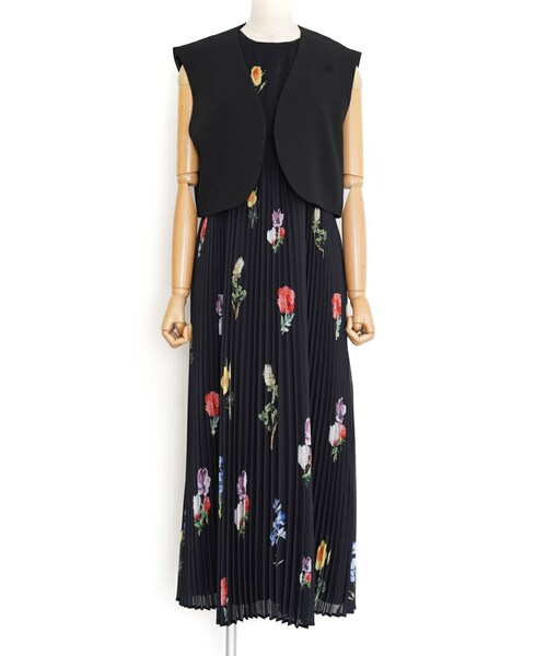 Ameri（アメリ）の「Ameri VINTAGE（アメリ ヴィンテージ）EMMA VEST PLEATS DRESS（ブラック/M）（ドレス）」 - WEAR