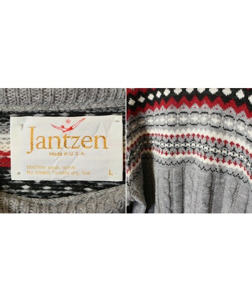 JANTZEN（ジャンセン）の「70s 80s USA製 Jantzen アクリル ニット セーター グレー メンズL ノルディック クルー ...