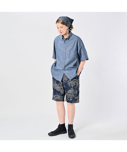 45R（フォーティファイブアール）の「藍インドカディオックスのオーシャン半袖シャツ MEN（）」 - WEAR