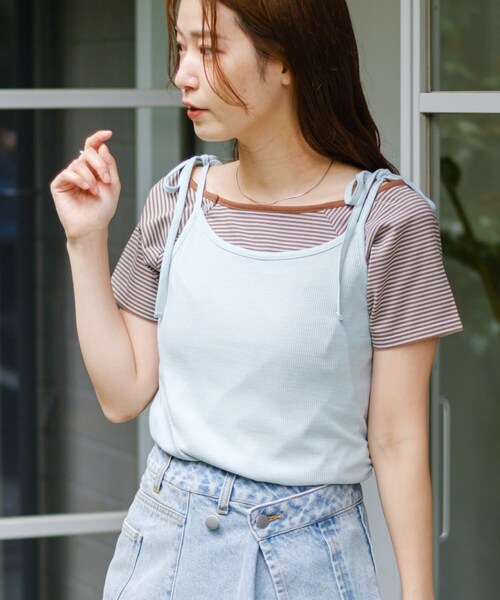 Kastane（カスタネ）の「【セットアイテム】ボーダーTEE×キャミSET（Tシャツ/カットソー）」 - WEAR