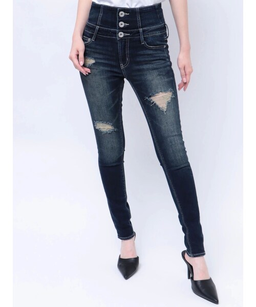 GYDA（ジェイダ）の「H/WバッククロスダメージスキニーデニムPT（デニムパンツ）」 - WEAR