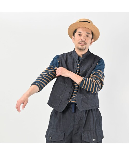 45R（フォーティファイブアール）の「撚り杢平のニームベスト MEN（インディゴ）（）」 - WEAR