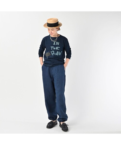 45R（フォーティファイブアール）の「IN THE RAWベタッチプリントの908Tシャツ（インディゴ）（）」 - WEAR