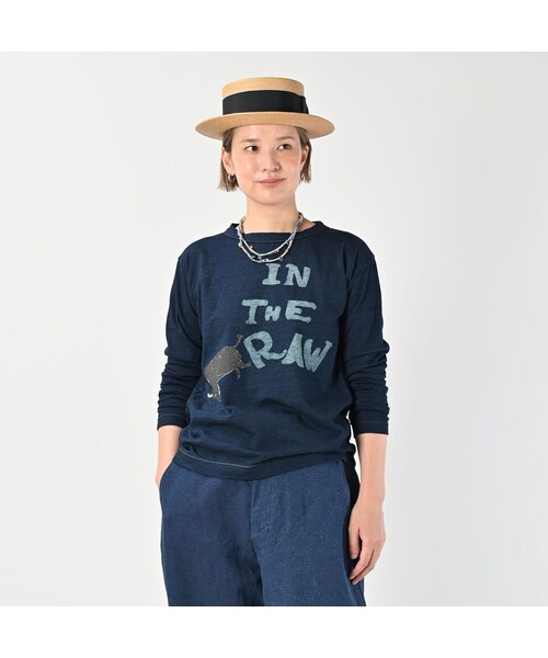 45R（フォーティファイブアール）の「IN THE RAWベタッチプリントの908Tシャツ（インディゴ）（）」 - WEAR