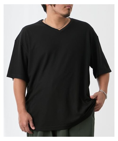 nissen（ニッセン）の「吸汗速乾ドライワッフル素材VネックTシャツ【大きいサイズ】（Tシャツ/カットソー）」 - WEAR