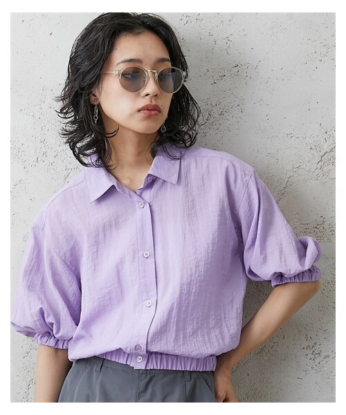 nissen（ニッセン）の「大きいサイズパフスリーブクロップド丈シャツGEVS.（シャツ/ブラウス）」 - WEAR