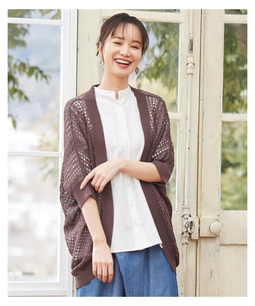 nissen（ニッセン）の「大きいサイズ 透かし柄ドルマン袖ニットカーディガン（OtonaSMILE）（カーディガン/ボレロ）」 - WEAR
