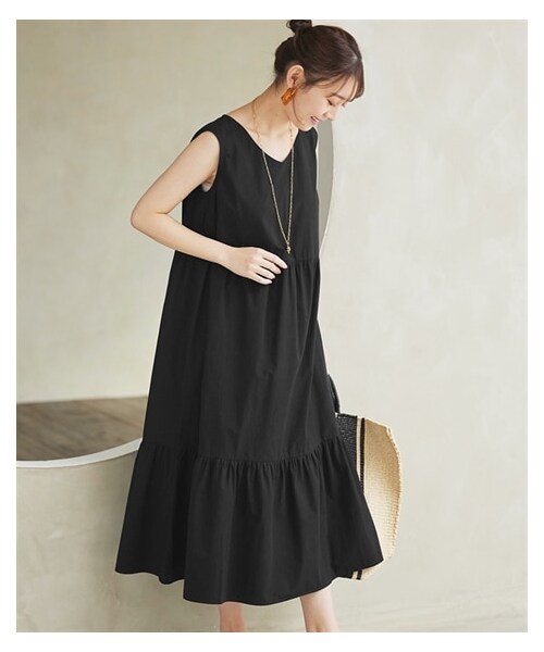 nissen（ニッセン）の「大きいサイズ 綿100％Vネックティアードワンピース（OtonaSMILE）（ワンピース）」 - WEAR