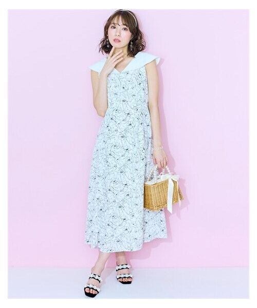 nissen（ニッセン）の「大きいサイズ フラワープリントデザインワンピース marun（ワンピース）」 - WEAR