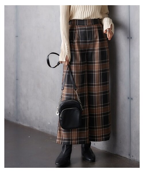 nissen（ニッセン）の「大きめチェック柄ワイドパンツ[Soiunique]（）」 - WEAR