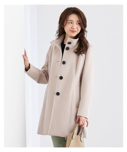 nissen（ニッセン）の「配色ボタンスタンドカラーコート<大きいサイズ