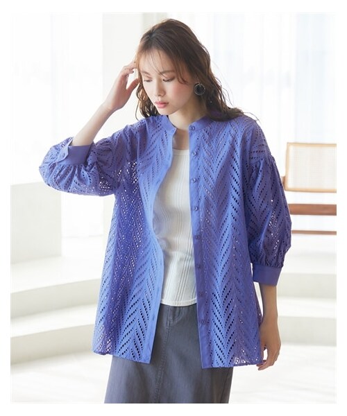 nissen（ニッセン）の「大きいサイズ カットワークレースシャツ miclat（シャツ/ブラウス）」 - WEAR
