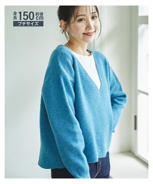 nissen（ニッセン）の「小さいサイズ 深Vネックニット 低身長さん・小柄女性（ニット/セーター）」 - WEAR