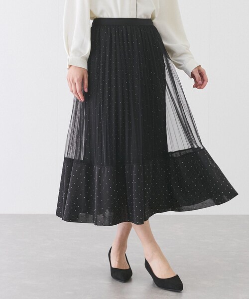 Jayro（ジャイロ）の「ラインストーンチュール重ねプリーツ（スカート）」 - WEAR